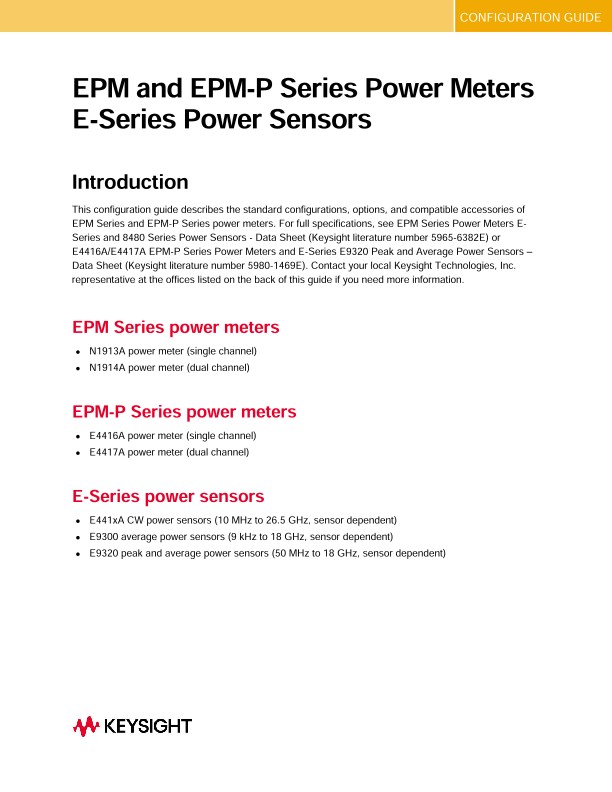 EPM and EPM-P Series Power Meters E-Series Power Sensors PDF Asset Page | Keysight